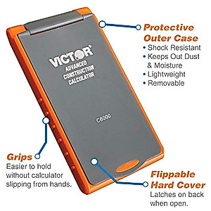 Victor C6000 Advanced Construction Calculator with Protective Case Displays in Fractional or Dimensional Forms Perfect for Carpenters, Renovators,Builders, Contractors, Estimators