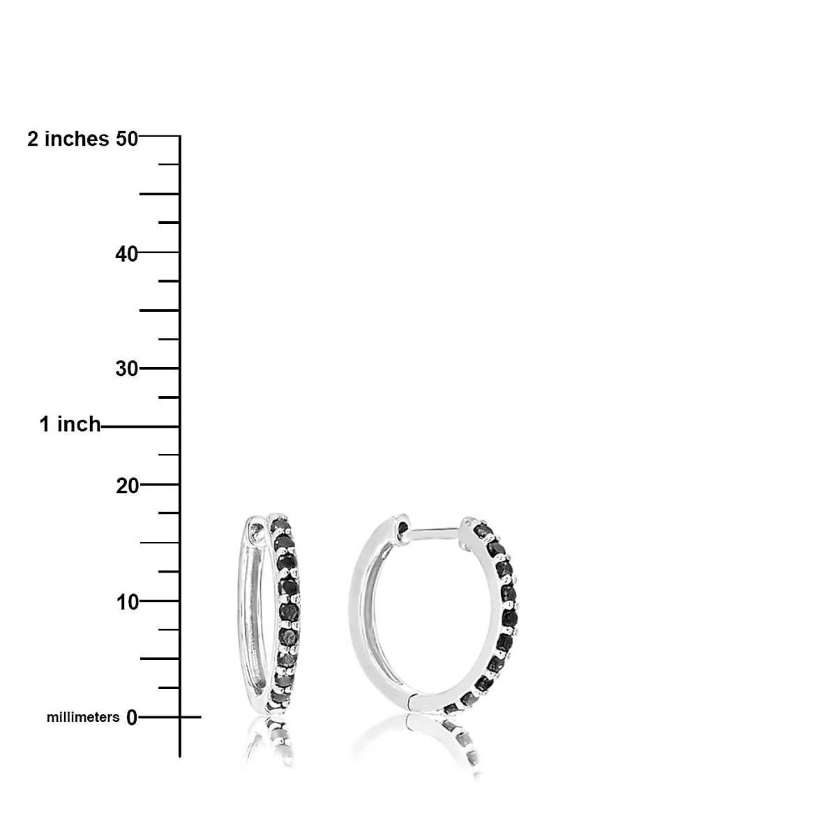 Vir Jewels 1/2 cttw Black Diamond Hoop Earrings .925 Sterling Silver Round Prong 3/4 Inch