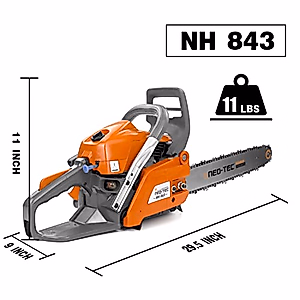 NEOTEC NH843 43cc Gas Chainsaw with 16 Inch Guide Bar and Chain, Power Chain Saw 2.95HP 2,2KW 16" Gasoline Chainsaws for Trees and Firewood Cutting, All Parts Compatible with Husqvarna 543XP Milling