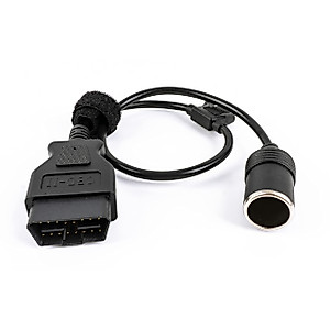 OBD2 to Cigarette Lighter Female Connecter Vechile Car Constant Power Cable 16AWG Safely with 15A Fuse