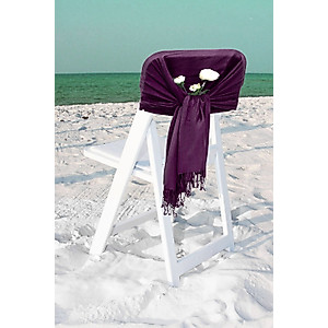 Sakkas Large Soft Silky Pashmina Shawl Wrap Scarf in Solid Colors - Dark Purple