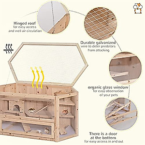 PawHut 3-Tier Extra Large Wooden Hamster Cage with Seesaws, Small Animal Cage and Habitat, Mice, Rat, Gerbil, & Hamster Habitat, Ladder, Feeding Bowl, Openable Top and Front Door