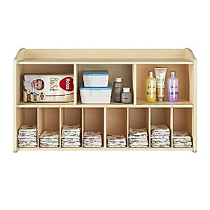 Foundations SafetyCraft Diaper Organizer for Daycares, Wall-Mounted, Natural Wood