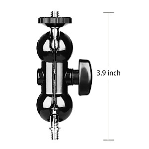 SLOW DOLPHIN Camera Clamp Mount Monitor Mount Bracket Super Clamp w/1/4 and 3/8 Thread with Cool Double Ballhead Arm Adapter Bottom Clamp for for DSLR Camera/Field Monitor/LED (2 PCS)