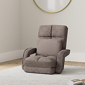 FLOGUOR Indoor Chaise Lounge Sofa Floor Chair with Back Support for Adults Folding Lazy Sofa with Armrests and Pillow Gaming Chairs 8808CO