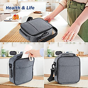 Insulated Lunch Bag for Men Aldult Women - Lunch Box with Combination Lock Soft Reusable Cooler Bag for Office Work School (Grey)