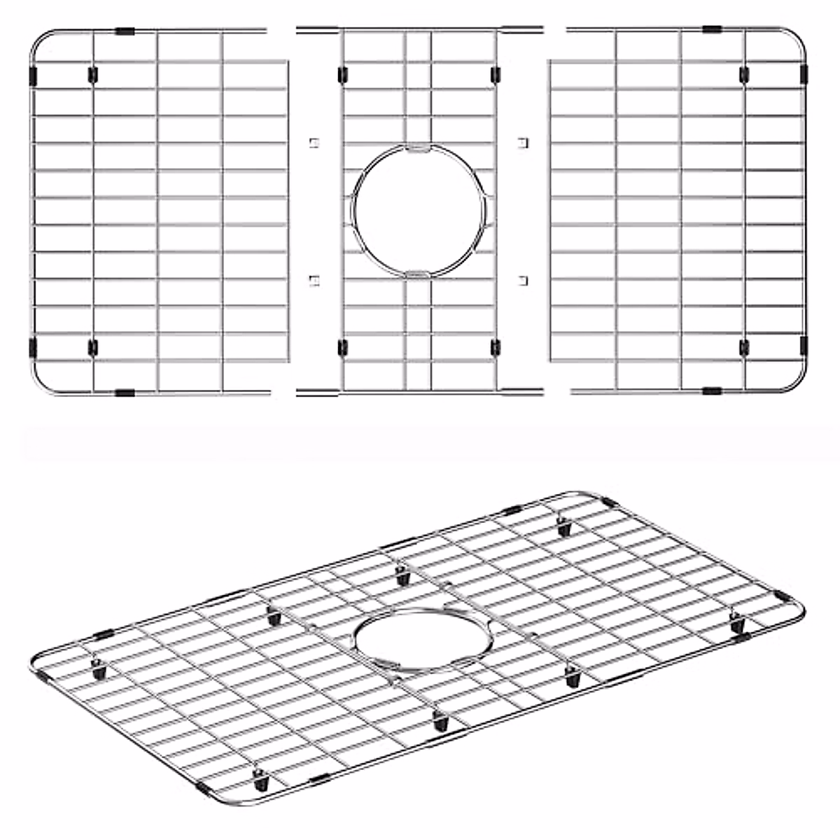 iPEGTOP Sink Bottom Grid, Stainless Steel Sink Protector 28-1/2" x 15-1/2" Centered Drain Hole with Corner Radius, Sink Grate for Bottom of Kitchen Sink Single Sink Bowl with Sink Hole Cover