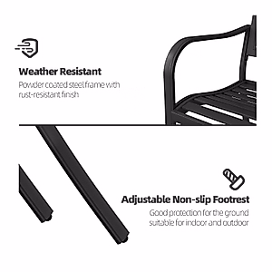 Grand patio Outdoor Bench Garden Bench with Armrests Steel Bench for Outdoors Lawn Yard Porch Black