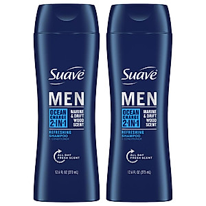 Suave Men Shampoo and Conditioner 2 in 1 Ocean Charge – Vitamin & Moisture-Rich Mens Shampoo and Conditioner Set in One Recyclable Bottle, Fresh, Clean Scent, 12.6 Oz Ea (Pack of 2)