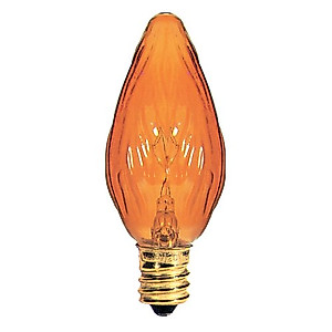 Bulbrite 25F10A-8PK 25W Fiesta Style Candelabra Base, Amber Chandelier Bulb, 8-Pack