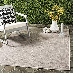 SAFAVIEH Courtyard Collection 5'3" x 7'7" Brown CY8576 Indoor/ Outdoor Waterproof Easy--Cleaning Patio Backyard Mudroom Area--Rug