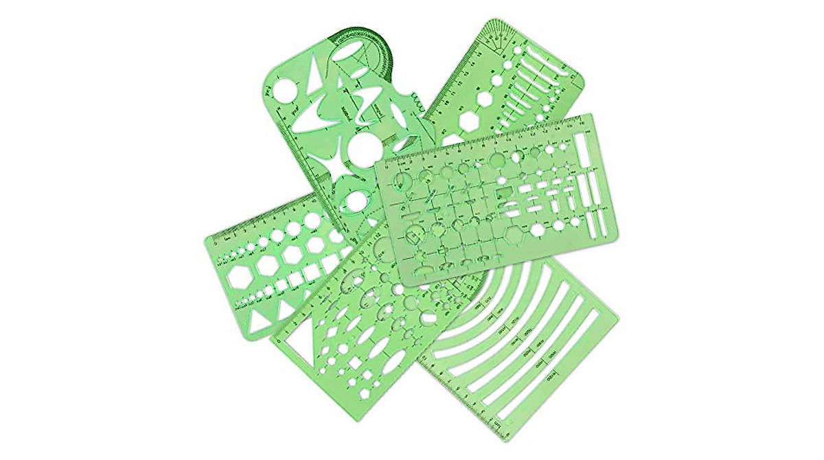 QincLing 11-Piece Geometric Drawing Templates Set