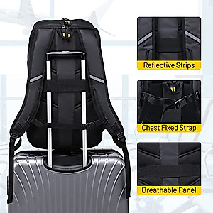 MIER Casual Daypack Travel Laptop Backpack Water Resistant, Commuter Back Pack Simple College Bookbag with Multiple Pockets for Men Women Work School Outdoors, Fits 15.6 Inch Notebook (27L, Black)