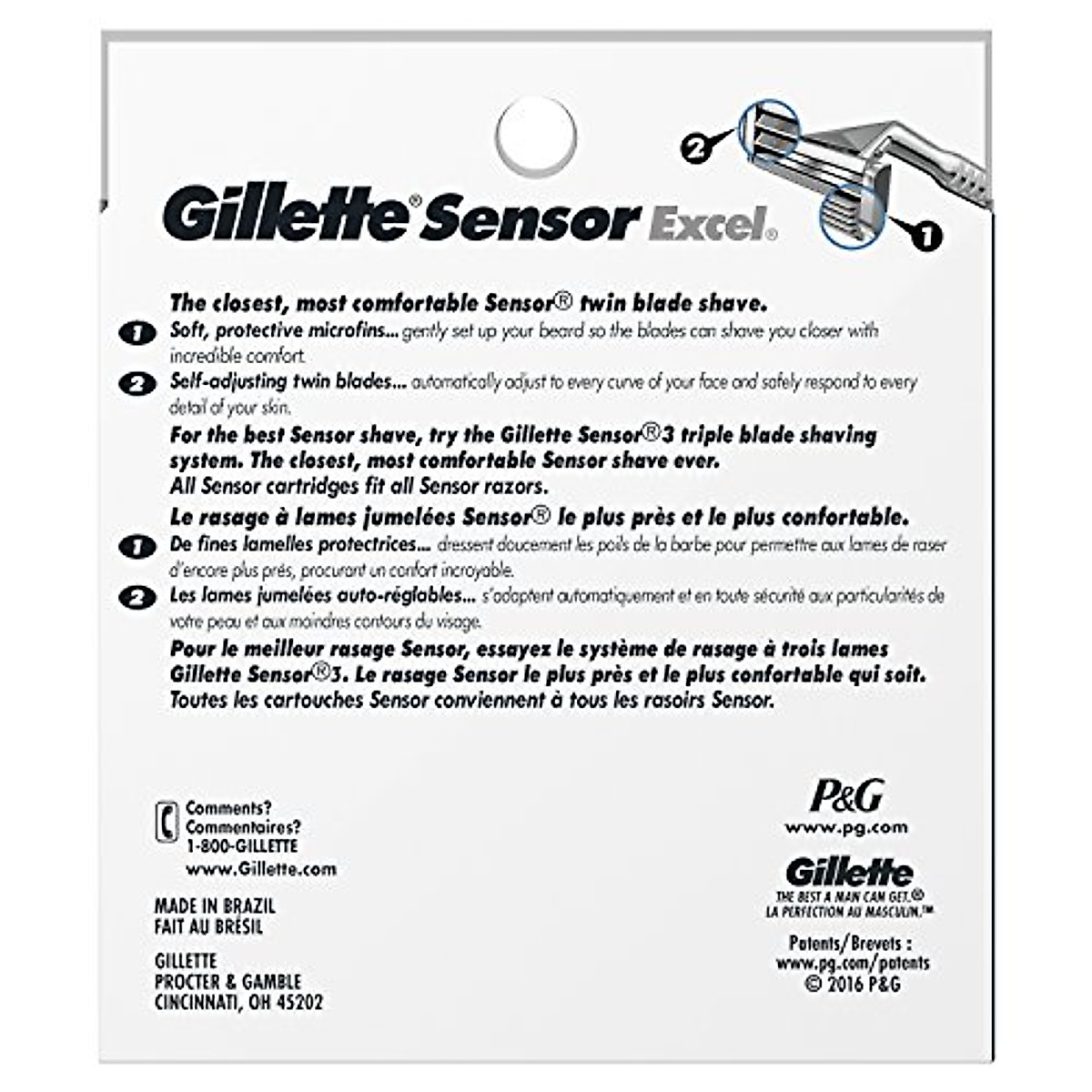 Gillette Sensor Excel Men's Razor Blade Refills, 10 Count