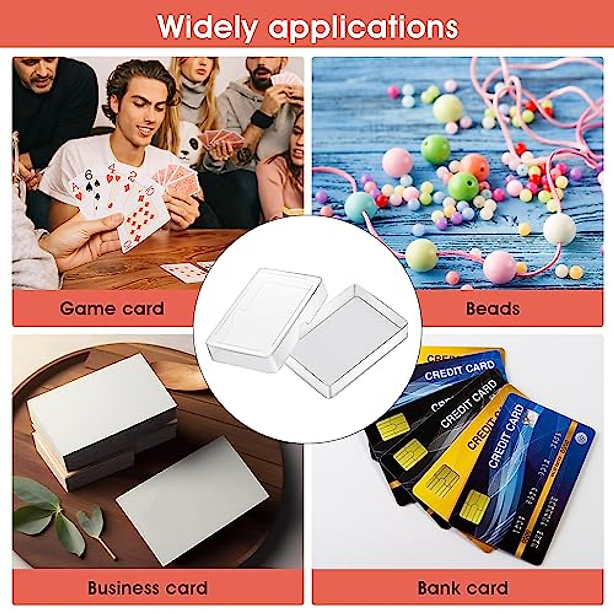 Grevosea 6 Pieces Clear Playing Card Boxes, Playing Card Case Snaps Closed Card Holder Organizer Plastic Card Deck for Gaming Cards, Business Card Storage 3.7 X 2.6 X 0.83 Inch