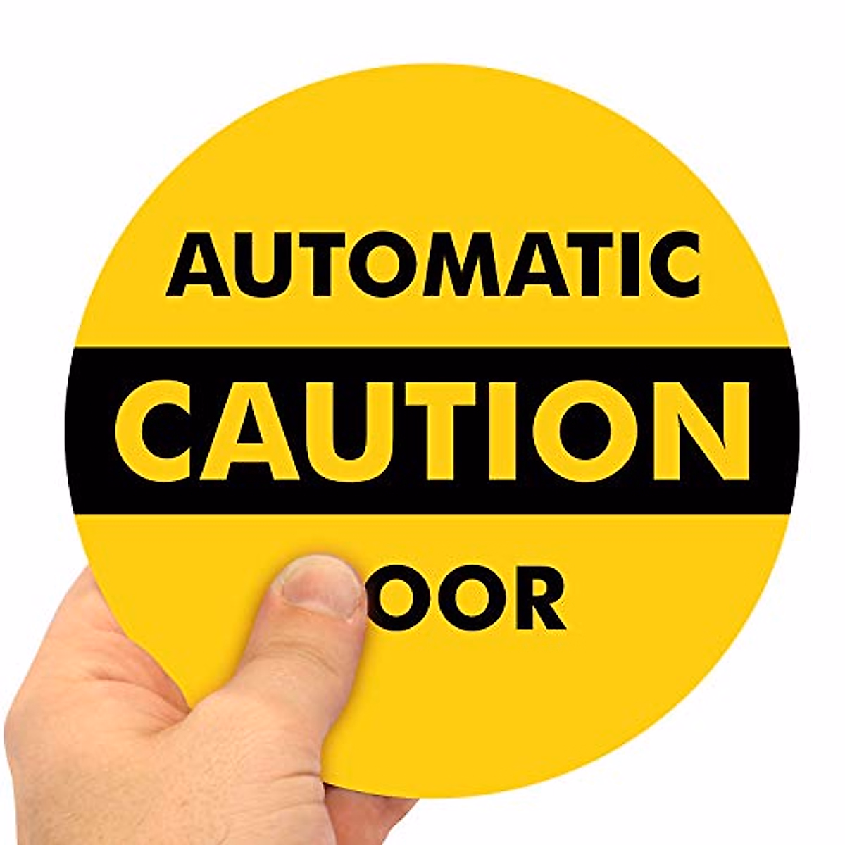 SmartSign - L-245-W2-6OD "Caution - Automatic Door" Two-Sided Glass Door Decal | 6" Diameter Black on Yellow