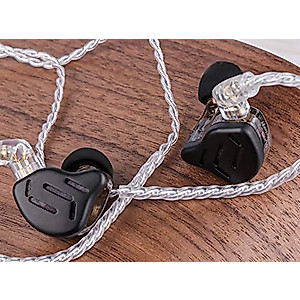 Linsoul KZ ZAX 1DD+7BA Hybrid Driver HiFi in-Ear Earphones with Zin Alloy Shell, Detachable 2 Pin 0.75mm OFC Cable(Without Mic, Black)