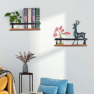 Floating Shelves for Bathroom Floating Shelves with Rails Decorative Storage Shelves with Towel Bar Matte Modern Black Metal Floating Shelves Wall Mounted Shelves for Kitchen, Bathroom, and Bedroom