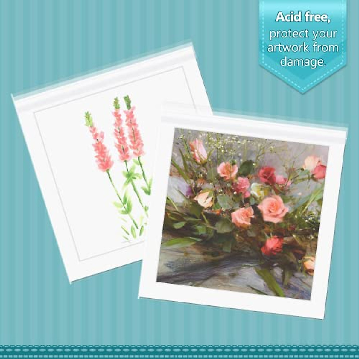 Golden State Art, 100 Pack Clear Bags for Mats, Pictures, Acid-Free, 12-11/16" x 12-3/8"