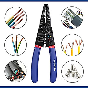 WORKPRO Wire Stripper Set, 8-Inch Multi-Tool Stripper and 8-Inch Self-Adjusting Wire Stripper Set for Stripping, Cutting and Crimping