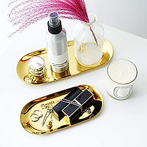 2 Pcs Gold Stainless Steel Towel Tray Storage Tray Decorative Tray Jewelry Tray Trinket Dish Plate Tea Tray Fruit Trays Cosmetics Jewelry Organizer