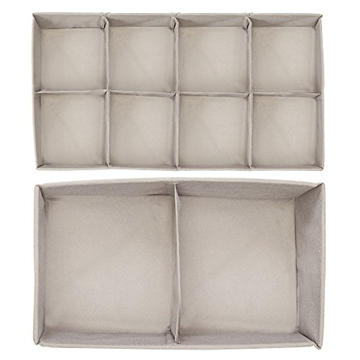 iDesign Chevron, 10 Compartments, InterDesign Fabric Dresser Drawer Storage Organizer for Underwear, Socks, Bras, Tights, Leggings-Set of 2, Taupe/Natural