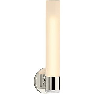 KOHLER Artifacts Bathroom Vanity Light Fixture, Single Wall Sconce Lighting, Frosted Glass Shade, UL Listed, 1 Light, Polished Nickel