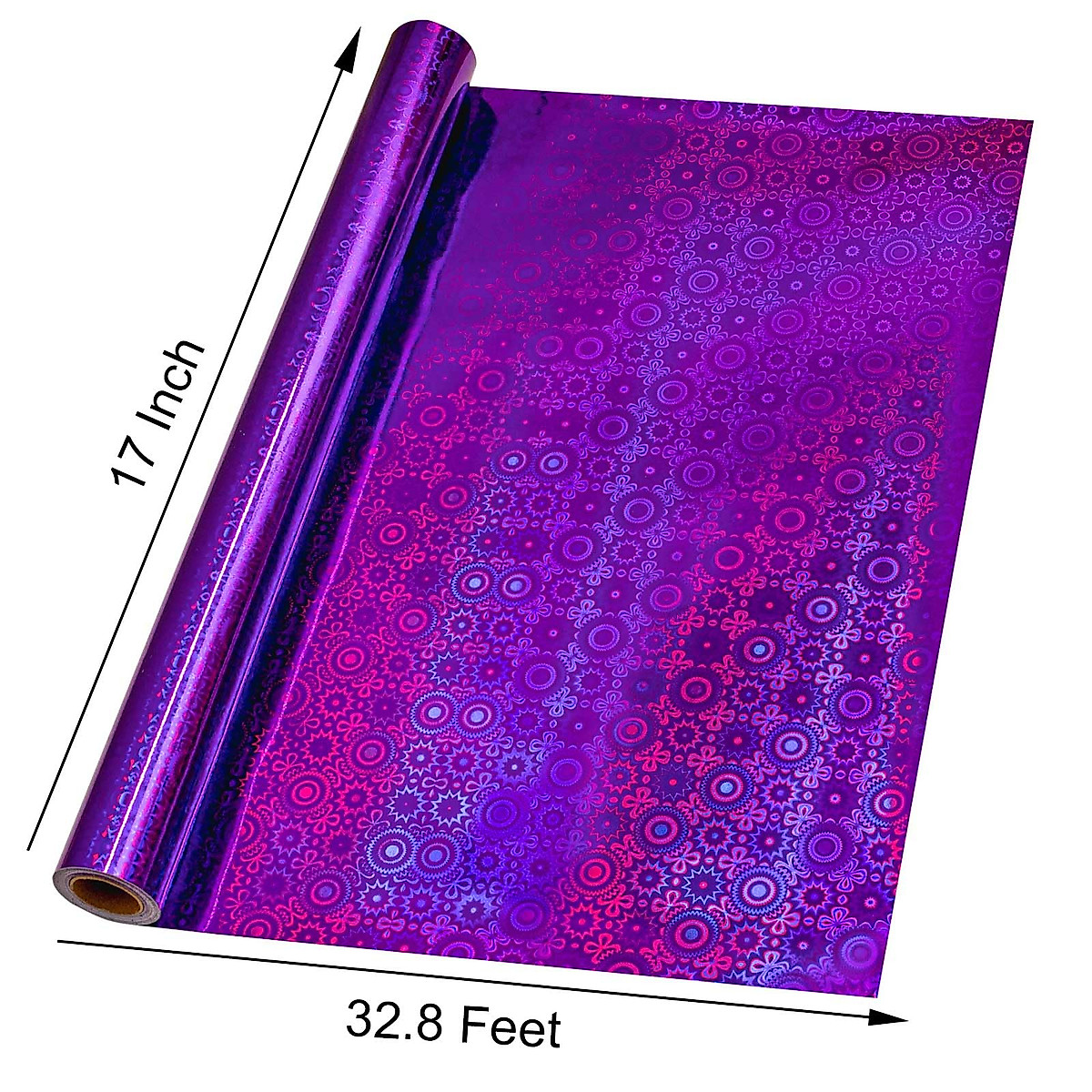 Burymento Purple Wrapping Paper Roll-17 IN×32.8 FT 1 Roll Metallic Holographic Gift Wrap for Christmas,Birthday,Wedding,Bride shower,Valentine's Day Foil Style - 46.5 sq.ft.