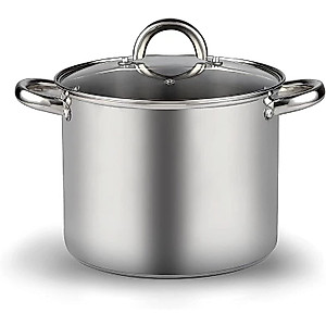 Cook N Home Stockpot with Lid, Basics Stainless Steel Soup Pot, 12-Quart