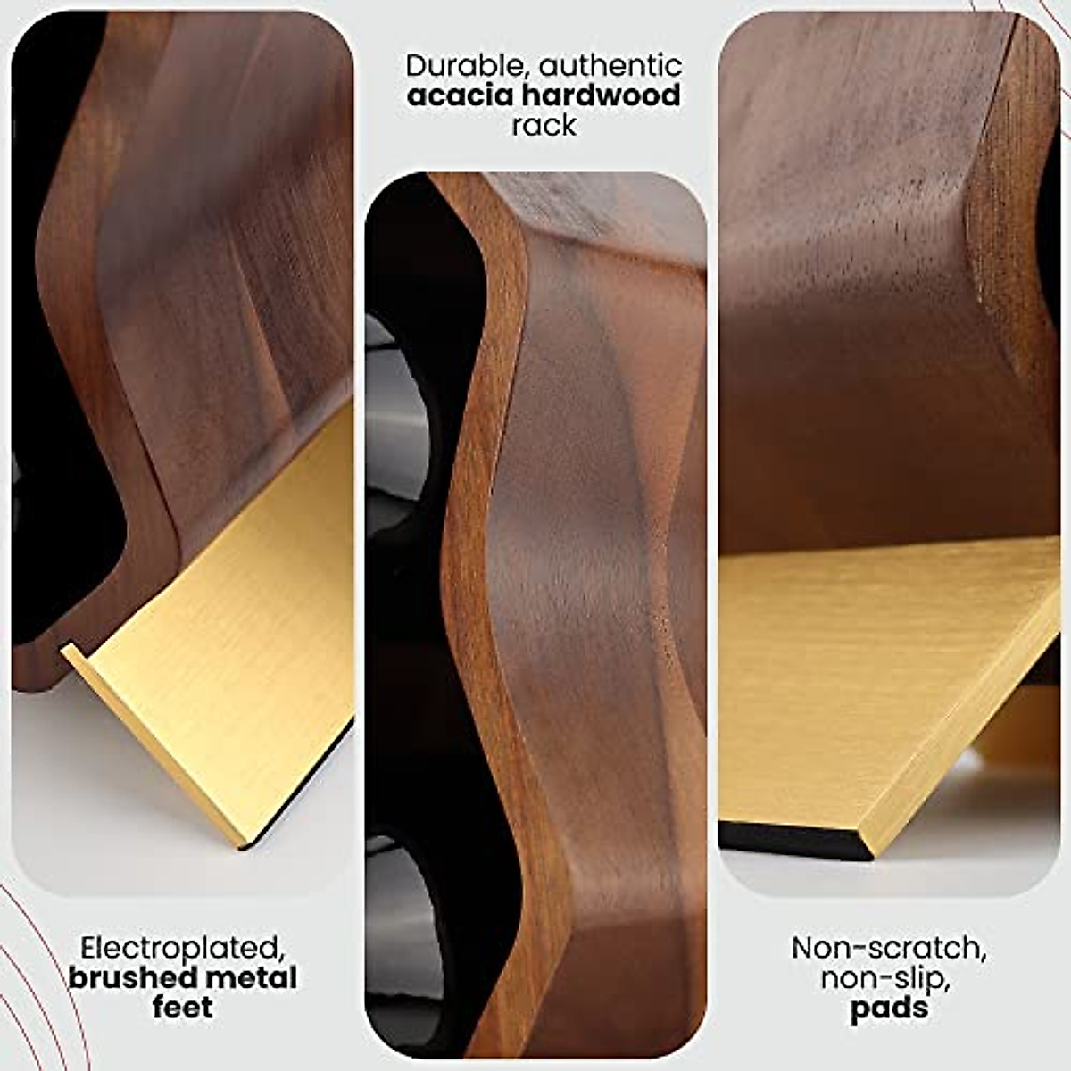 Gusto Nostro Wood Wine Rack, 7 Bottle, 2 Tier Wooden Countertop Free Standing Shelf - Bottle Holder Stand for Home Bar Tabletop, Cabinet Inserts, Kitchen, Wine Cellar Storage (Acacia)