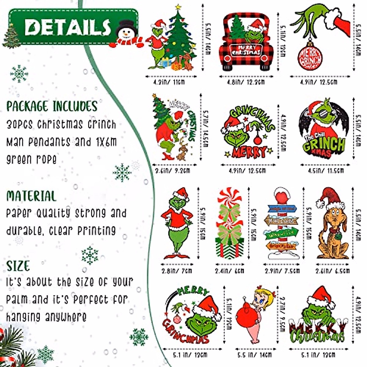 Christmas Tree Decorations - 30PCS Christmas Tree Hanging Ornament,Holiday Xmas Tree Party Indoors Home House Decor