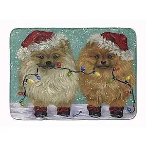 Caroline's Treasures Pomeranian Christmas Lighten Up Machine Washable Memory Foam Mat doormats, Multicolor