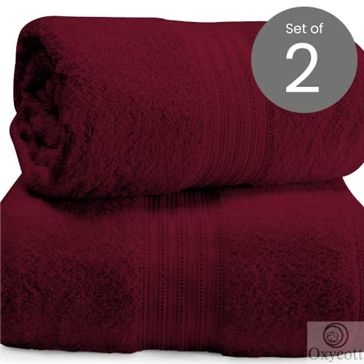 Oxycott Luxurious 600 GSM Set of 2 Bath Sheets 100% Ring Spun Cotton - Hotel Quality Bath Sheet Towels for Adults - Soft Absorbent Quick Dry Extra Large Bath Sheet for Bathroom - 35x68 Burgundy Red