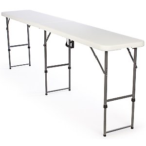 Displays2go Adjustable-Height Folding Tables are Portable and Can Be Adjusted to 3 Separate Heights