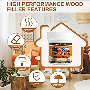 Wood Filler, Wood Putty - Wood Filler Paintable, Stainable, Wood Repair Putty for Wood Cracks and Holes on any Wooden Floor Furniture, Hardwood Scratch Repair Kit - 9.87 Ounce White Wood Filler