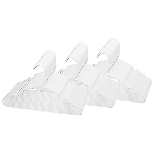 Royale 60 Pack White Plastic Hangers For Clothes - Heavy Duty Plastic Clothes Hanger Ideal For Everyday Standard Use - Lightweight & Space Saving Notched Plastic Hangers - Slim & Sleek Shoulder Groove