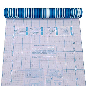 Yifely Mediterranean Blue Stripes Shelf Liner Removable Dresser Drawer Sticker Self-Adhesive Furniture Paper 17.7 Inch by 9.8 Feet