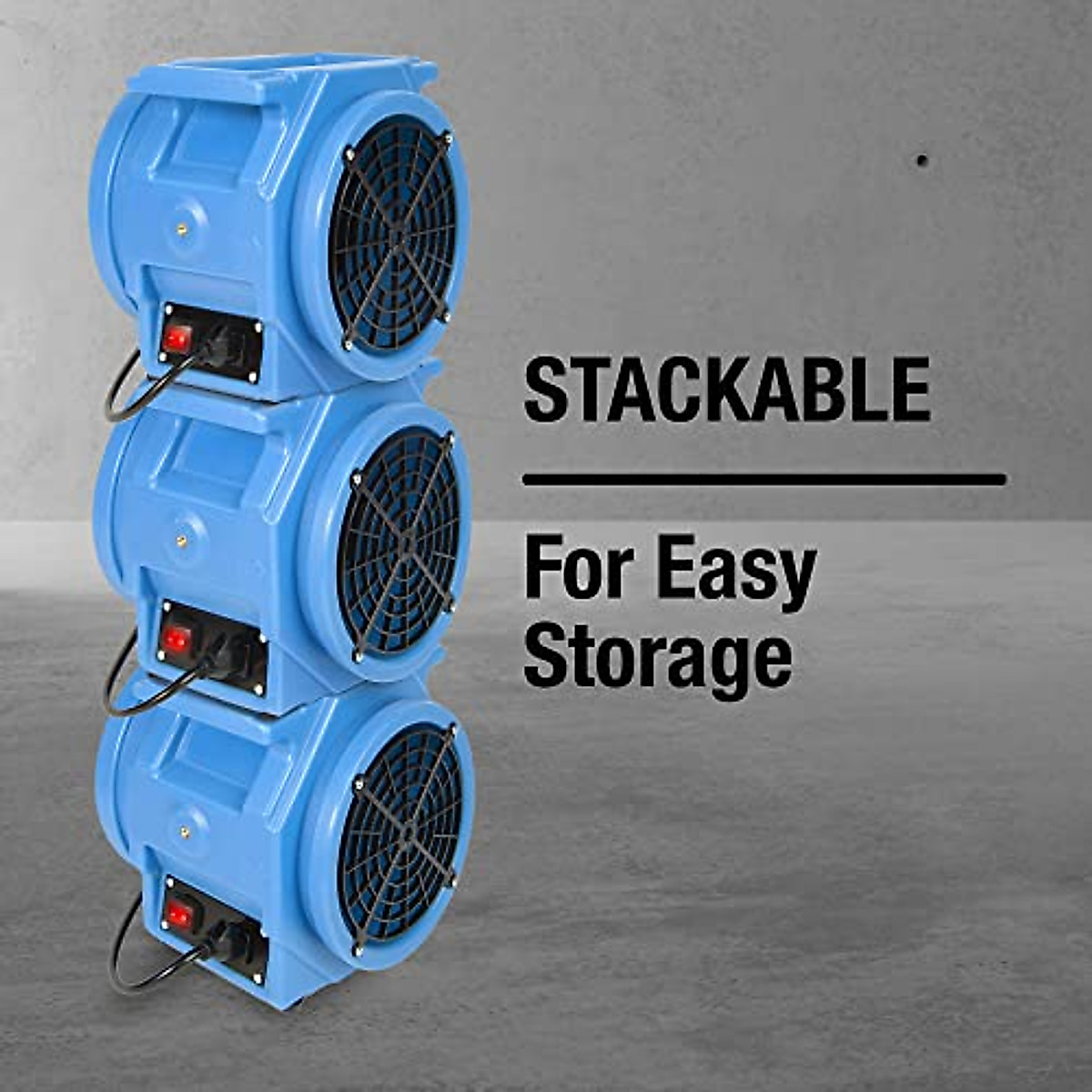 Puraero PA-250-HS-AF Compact Axial Fan, Air Mover, Blower Fan - 1/4 HP, 1050 CFM - Perfect for Basements, Attics, Bathrooms, and Water Damage Restoration - Lightweight, Durable, Energy Efficient, High Velocity Floor Fan - 360° Rotation - ETL/cETL Certifie