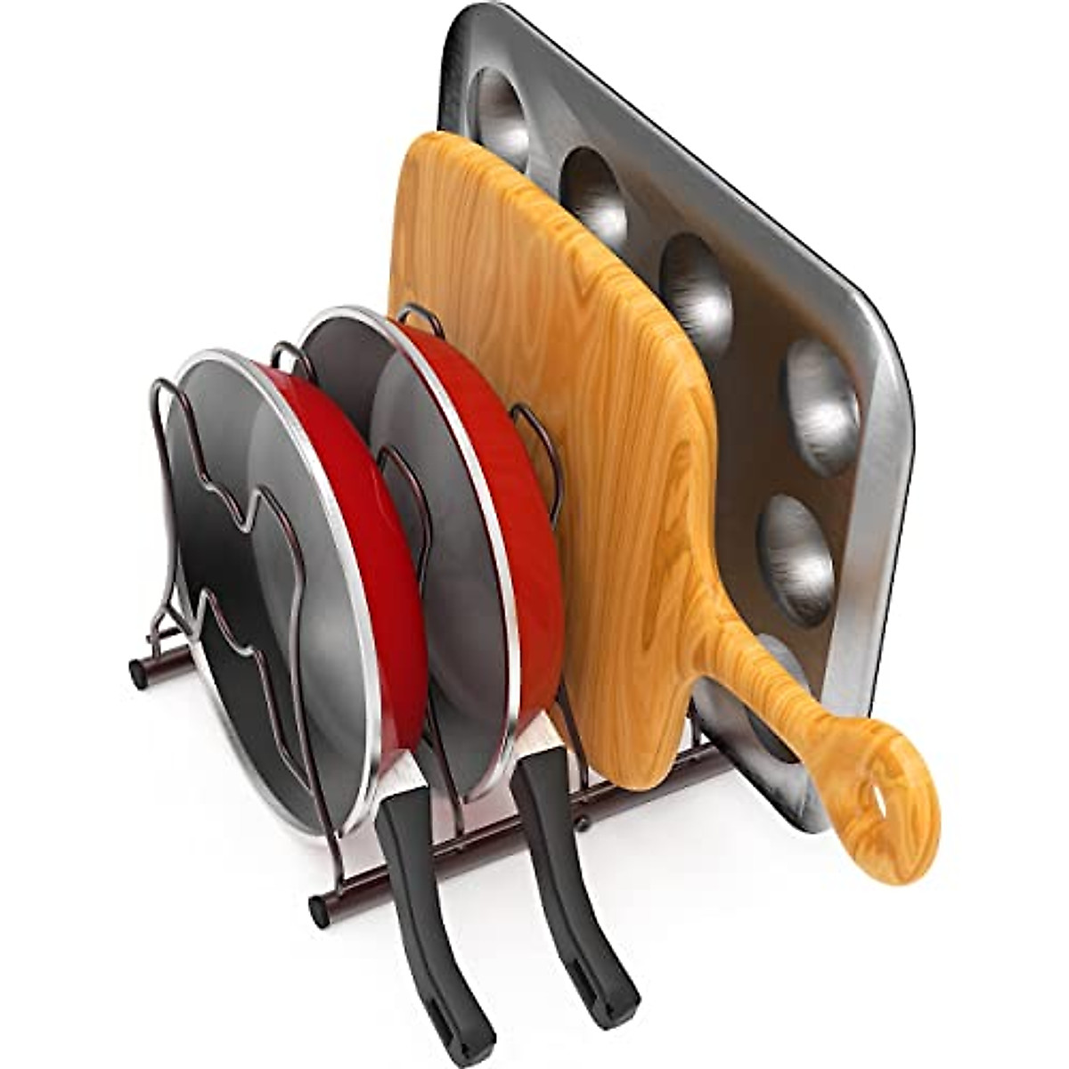 SimpleHouseware Cabinet Pantry Pot and Pan Organizer Holder Rack, Bronze