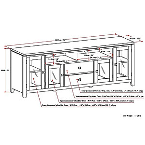 SIMPLIHOME Cosmopolitan SOLID WOOD Universal TV Media Stand, 72 inch Wide, Contemporary, Living Room Entertainment Center with Storage, for Flat Screen TVs up to 80 inches in Mahogany Brown