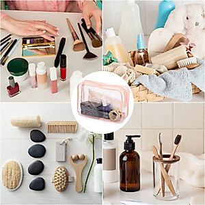 Tbestmax 10 Pcs Clear Cosmetic Bags Small Makeup Bags Portable Waterproof Travel Toiletry Bags Organizer Peach Pink, 7.5"x 4.8"x 2.3"