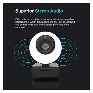 Webcam 1080P Webcam 60FPS Autofocus HD Web Camera with Microphone Ring Light Web Cam for PC Computer Camera for Recording Calling Conferencing Gaming (Colour: 1080P 60FPS) (60FPS with Stand 3)