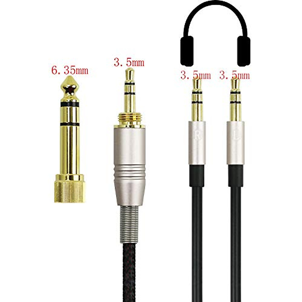 NEW NEOMUSICIA Replacement Cable Compatible with Hifiman HE4XX, HE-400i (The Latest Version with Both 3.5mm Plug) Headphones 3.5mm / 6.35mm to Dual 3.5mm Jack Male Cord 1.2m/4ft
