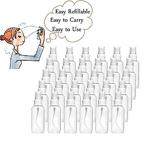 Anyumocz 30 Pack 30ml(1oz) Fine Mist Mini Clear Spray Bottles with Pump Spray Cap Refillable-Reusable Empty Plastic Bottles Travel Bottle for Essential Oils,Travel,Perfumes