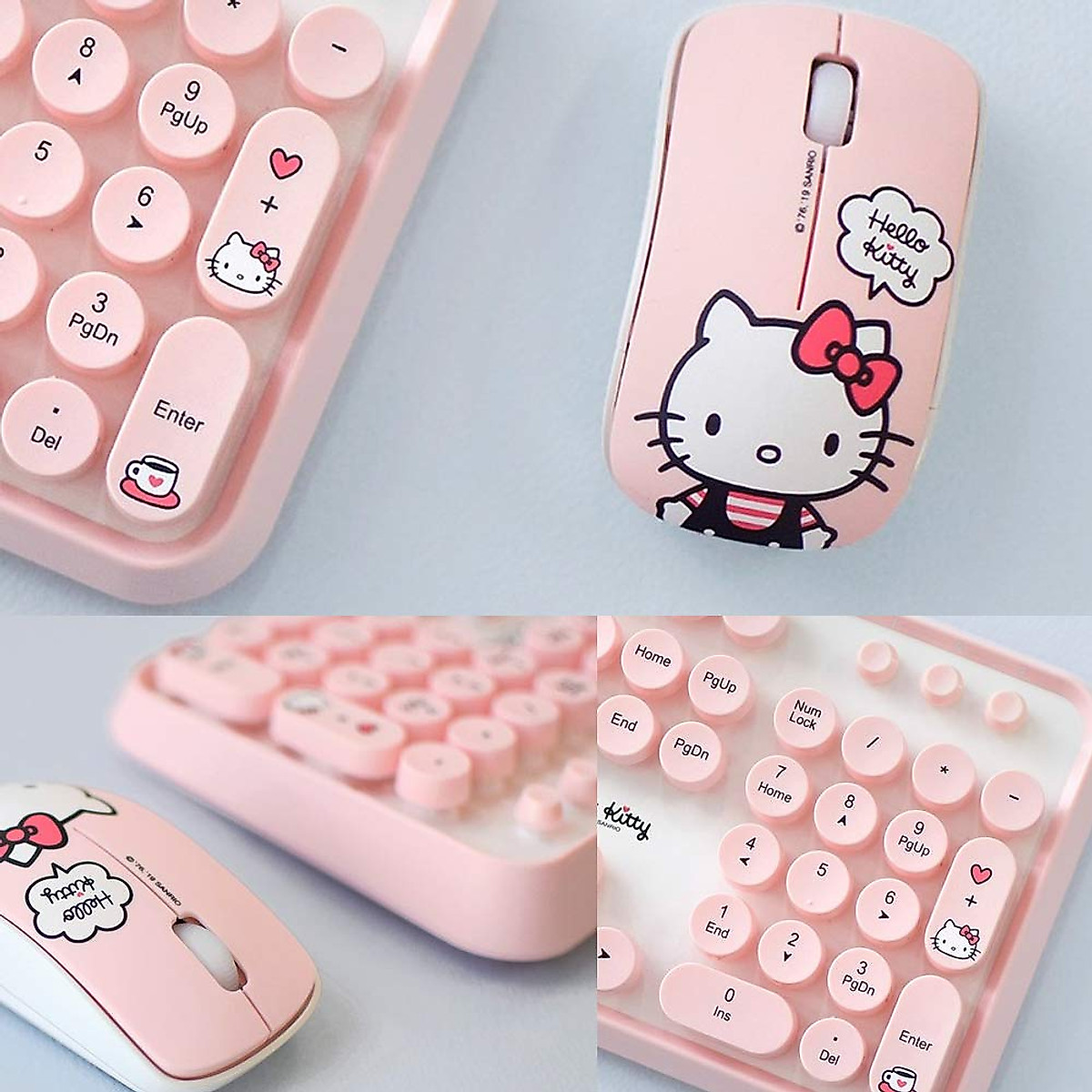 Digital Ventus Hello Kitty Retro Keyboard + Mouse Set, Keyboard Korean/English (Pink)