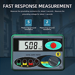 Digital Earth Ground Resistance Tester Multimeter Resistance Measurer 0-2000 Ohm
