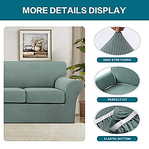 Turquoize 3 Piece Sofa Covers for 2 Cushion Couch Sofa Slipcover Soft Couch Cover for Dogs-Washable Sofa Furniture Covers with 2 Individual Cushion Covers (2 Cushion Sofa, Dark Cyan)