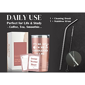 Onebttl Cheerleader Gifts For Girls, Women - 20oz/590ml Stainless Steel Insulated Tumbler with Straw, Lid - Gift for Cheerleading, Coach or Cheer Squad - It's Me, Rosegold