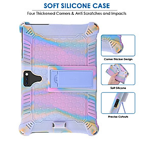 DETUOSI ZZB 10.1 inch Silicone Case with Shoulder Strap & Stylus Pen, Multi-Angle Stand Tablet Case, Soft Lightweight Cover for Winsing MTK 10 inch Tablet, ANTEMPER Touch, Rose Red & Purple