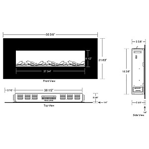 Touchstone 80026 - Stainless Electric Fireplace - (Stainless) - 50 Inch Wide - On-Wall Hanging - Log & Crystal Included - 5 Flame Settings - Realistic Flame - 1500/750W - Timer & Remote